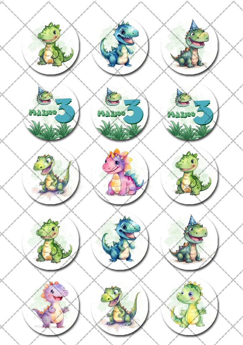 Dinosaur Cute Dinosaurs Pre-cut Edible Cupcake or Cookie Toppers - Etsy