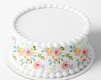 Floral Flower Edible Icing Image Cake Wrap Topper | Etsy