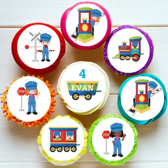 Train Conductor Pre-cut Edible Icing Image Cupcake or Cookie | Etsy