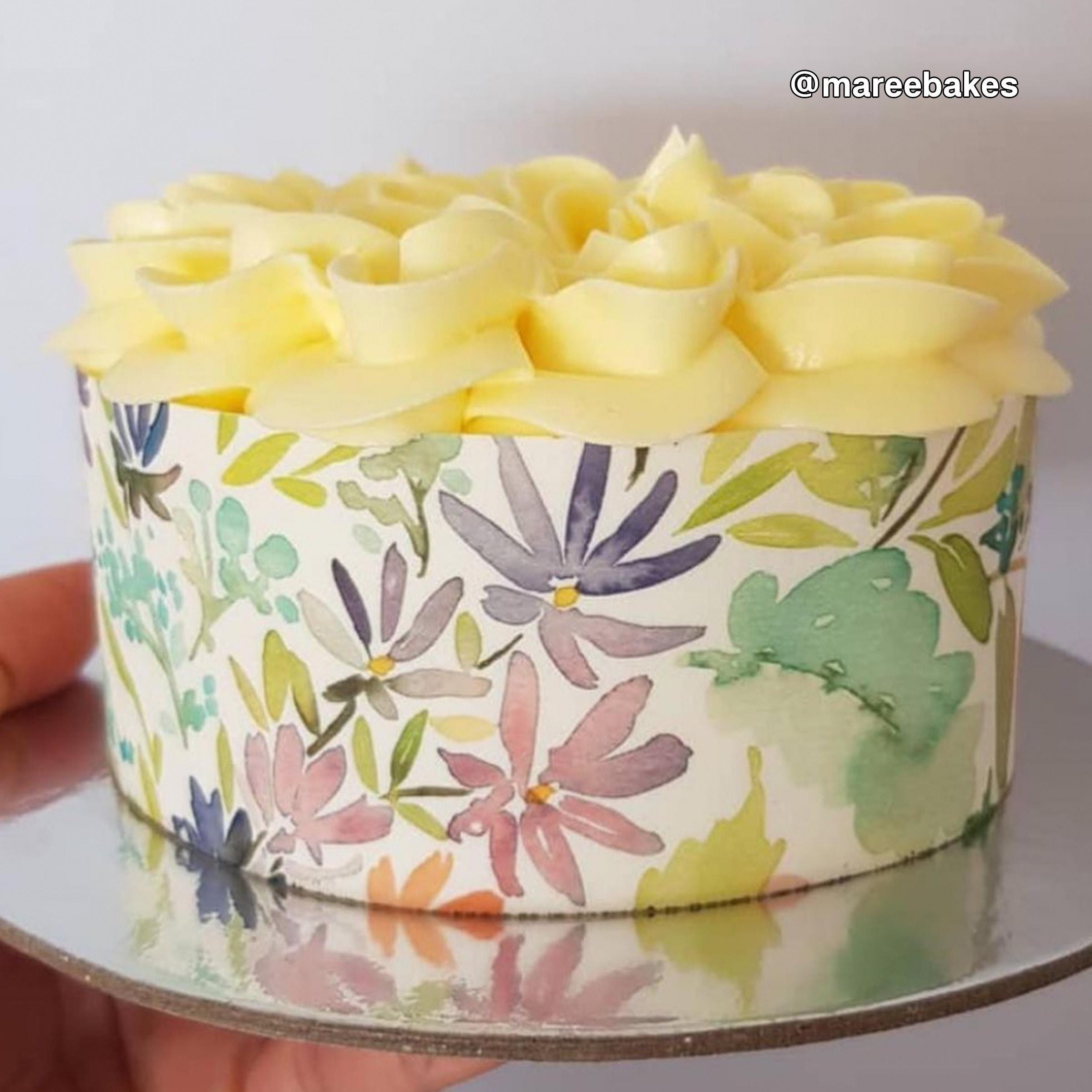 Floral Flower Edible Icing Image Cake Wrap Topper - Etsy
