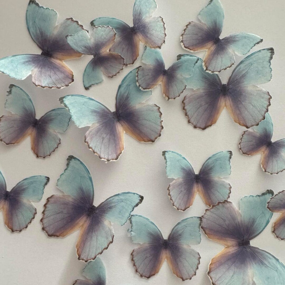 Purple & Blue Pre-cut Edible Wafer Butterflies - Etsy