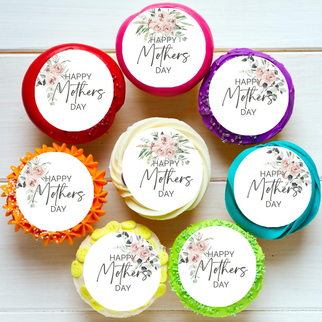 Happy Mothers Day Mom Mum Pre-cut Edible Icing Cupcake or Cookie ...