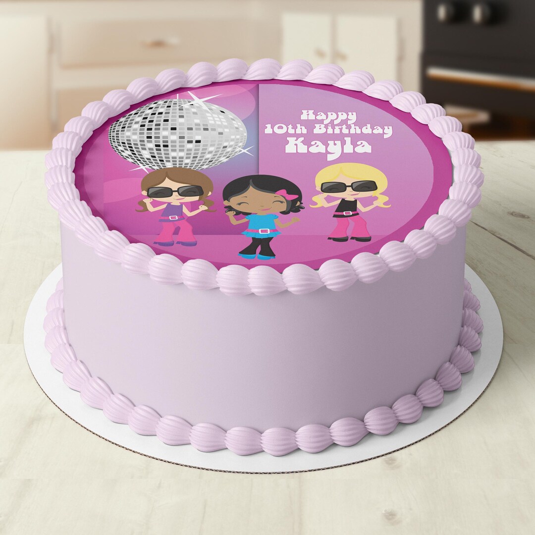 Disco Dance Personalised Pre-cut Round Edible Icing Cake Topper - Etsy