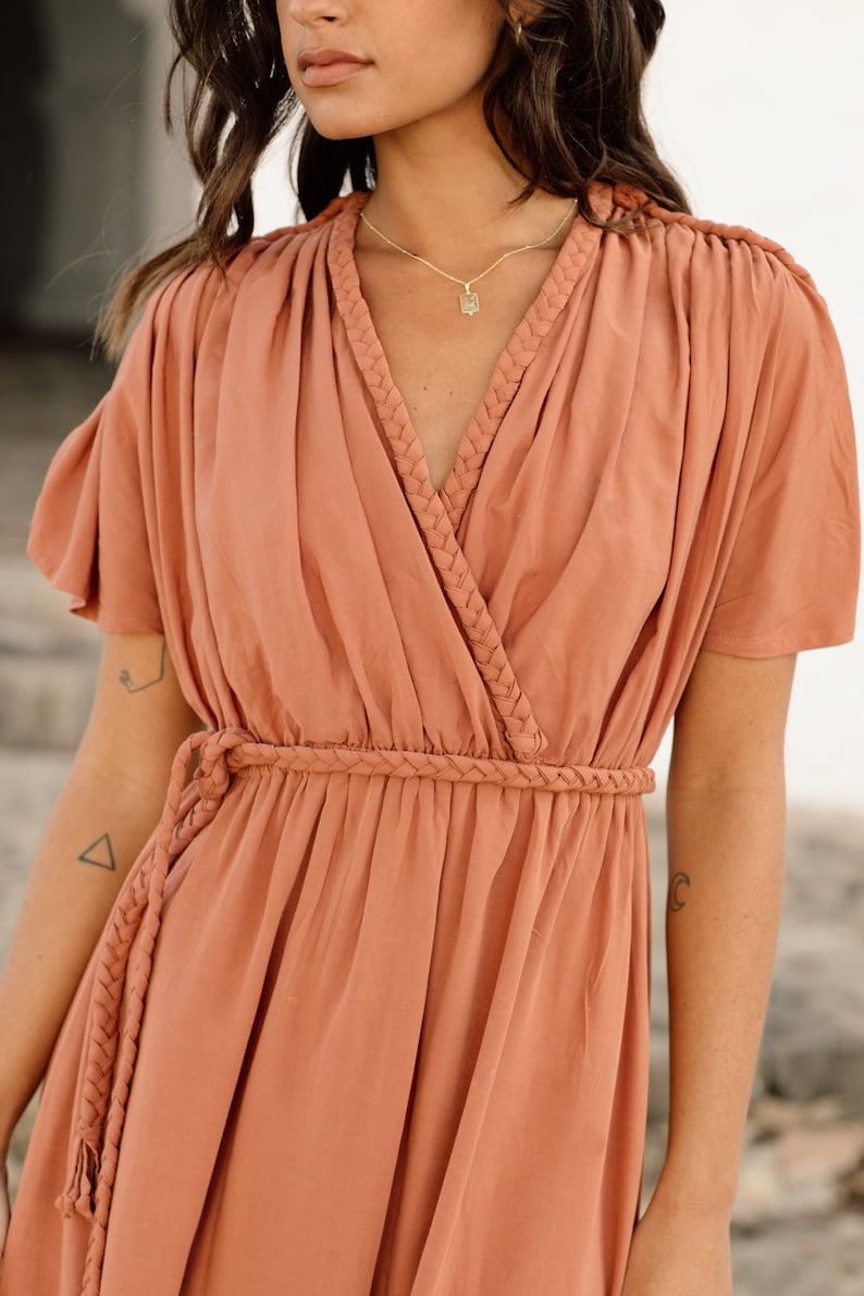 Helen Dress Baked Clay, Bridesmaids Dress, Bump Friendly, Summer Dress ...