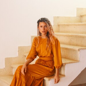 Ambre Dress in Ochre Yellow, Open Back, Bohemian Elegance, Prom ...
