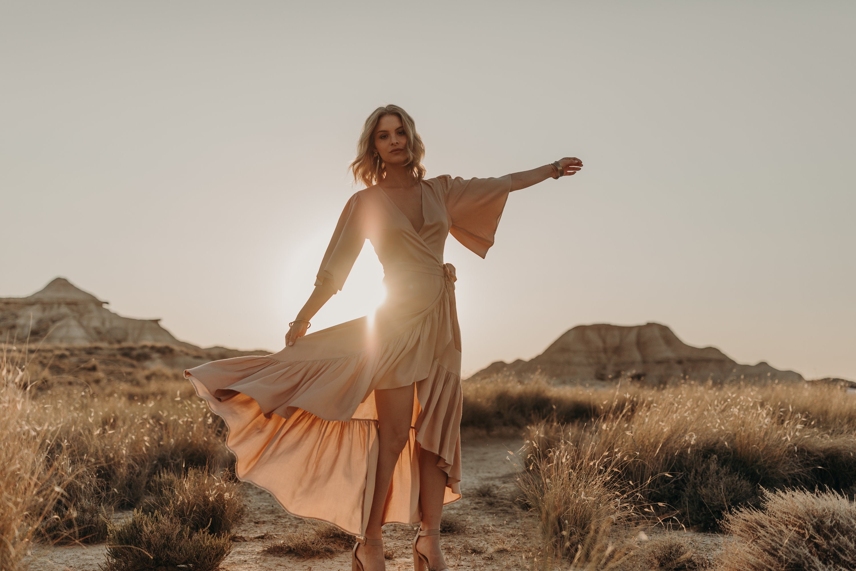 Alma Dress Pink Clay Wrap Dress Pink Bridesmaid Dress Maxi - Etsy