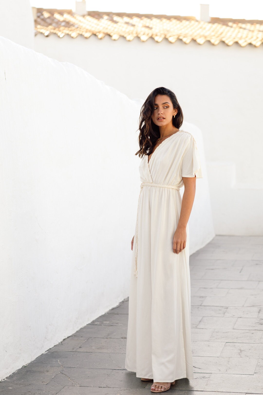 Helen Dress Sand, Goddess Dress, Bump Friendly Dress, Summer Dress ...