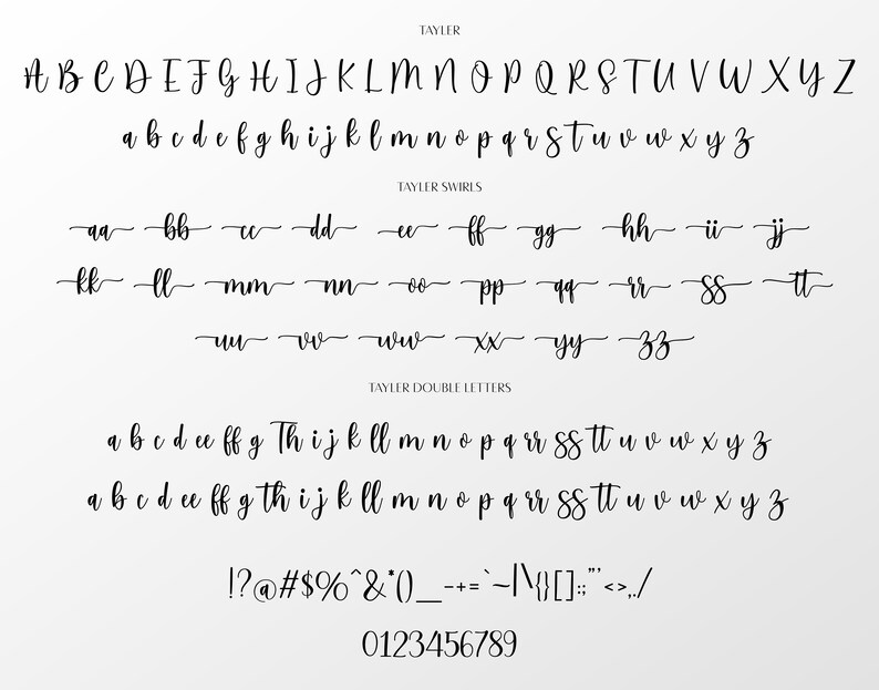 Tayler Script Font: Swirly Calligraphy Font (TTF, Instant Download) - Etsy
