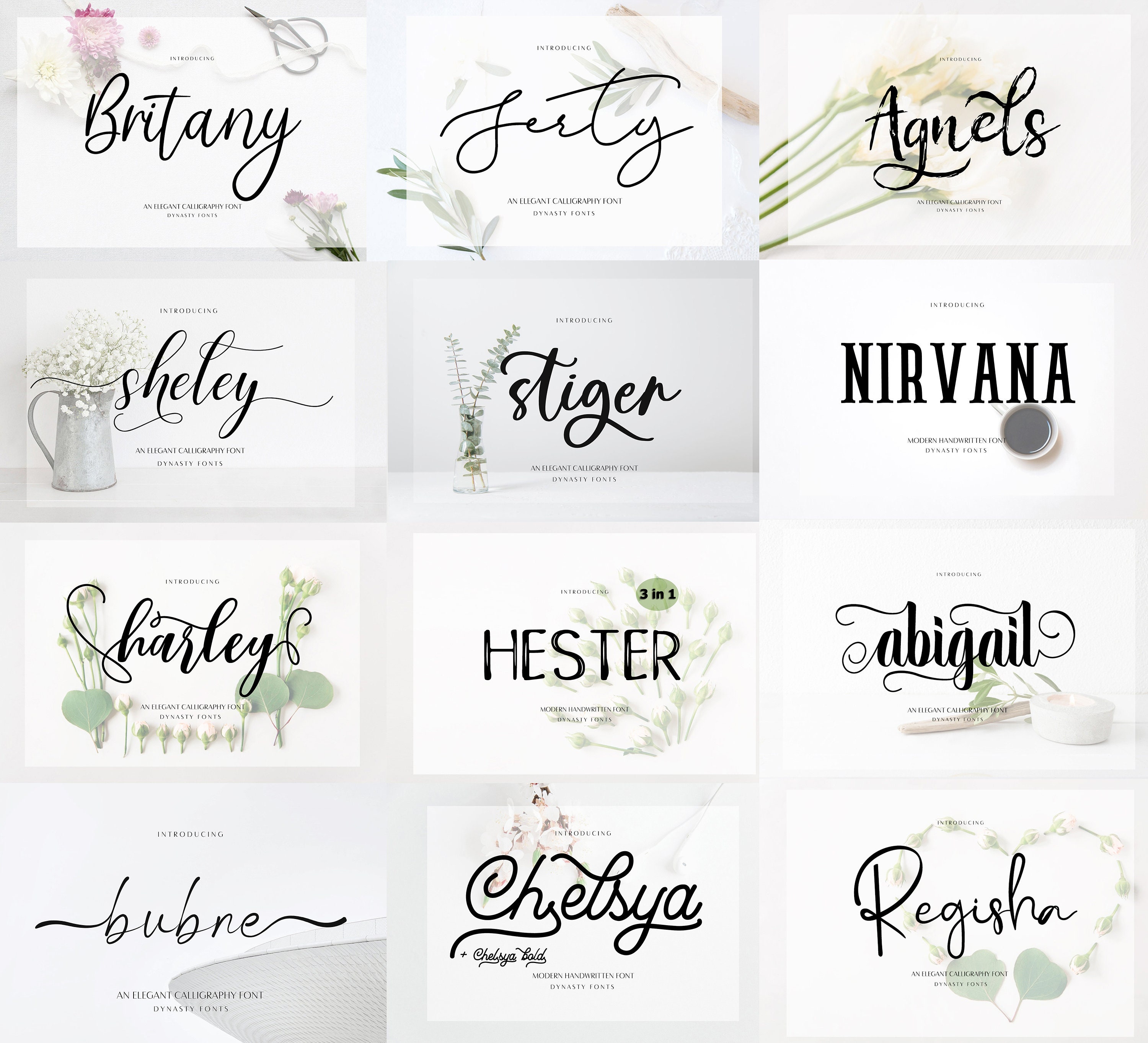 50 Modern Calligraphy Fonts Bundle: Handwritten Procreate Fonts (TTF ...