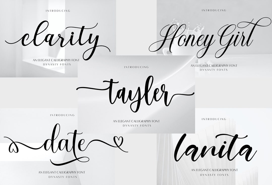 Calligraphy Font Set: Modern Handwritten Script - Clarity, Honey Girl ...