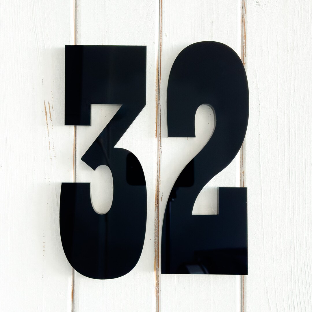 Modern Acrylic House Numbers: 10 Inch Address Sign, Black White Red - Etsy