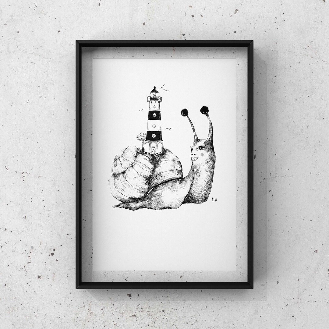 Risography, Screen Printing, Poster, A3, Snail, Lighthouse - Etsy