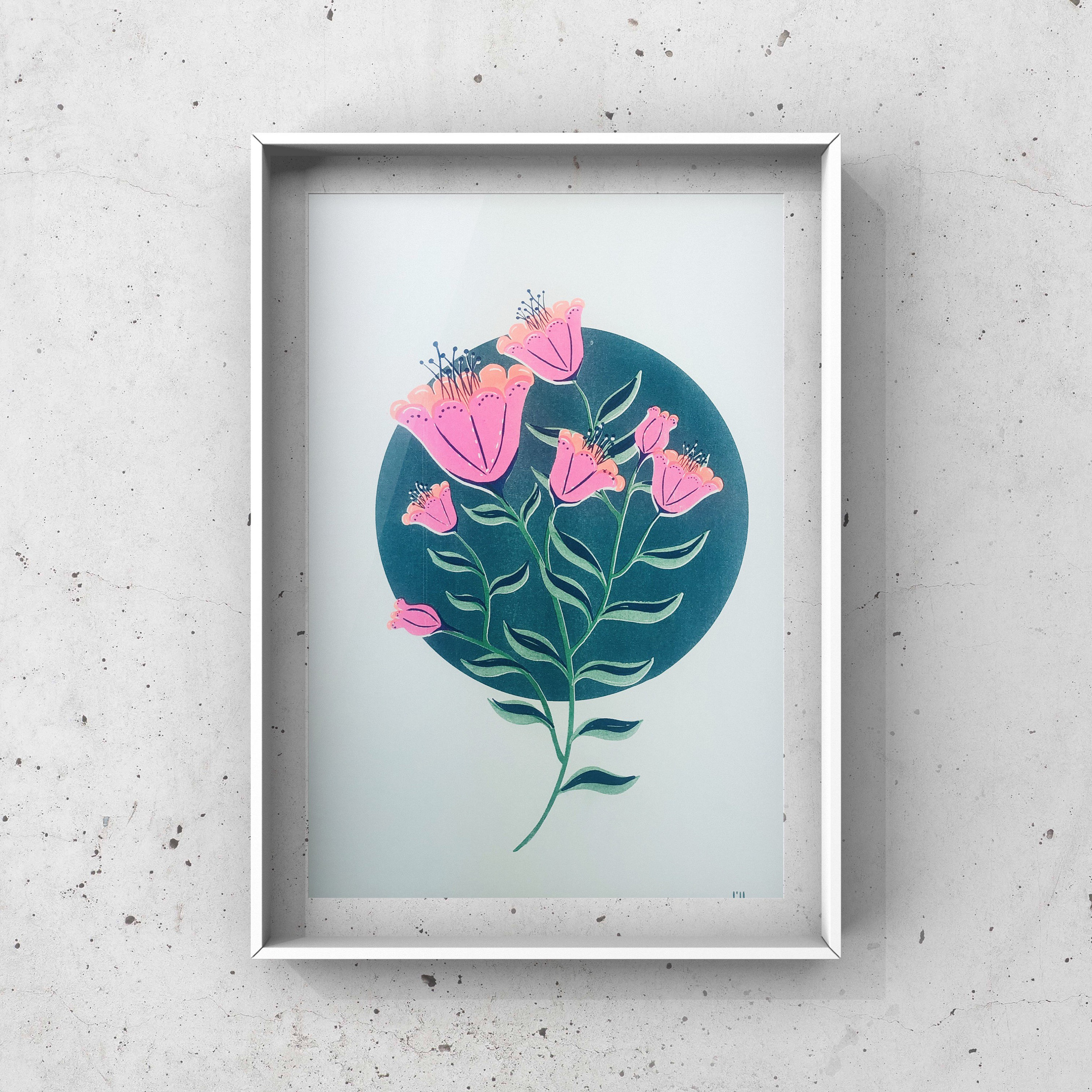 Flowers Illustration, Poster, Screen Print, Floral, Graphics, Artprint ...