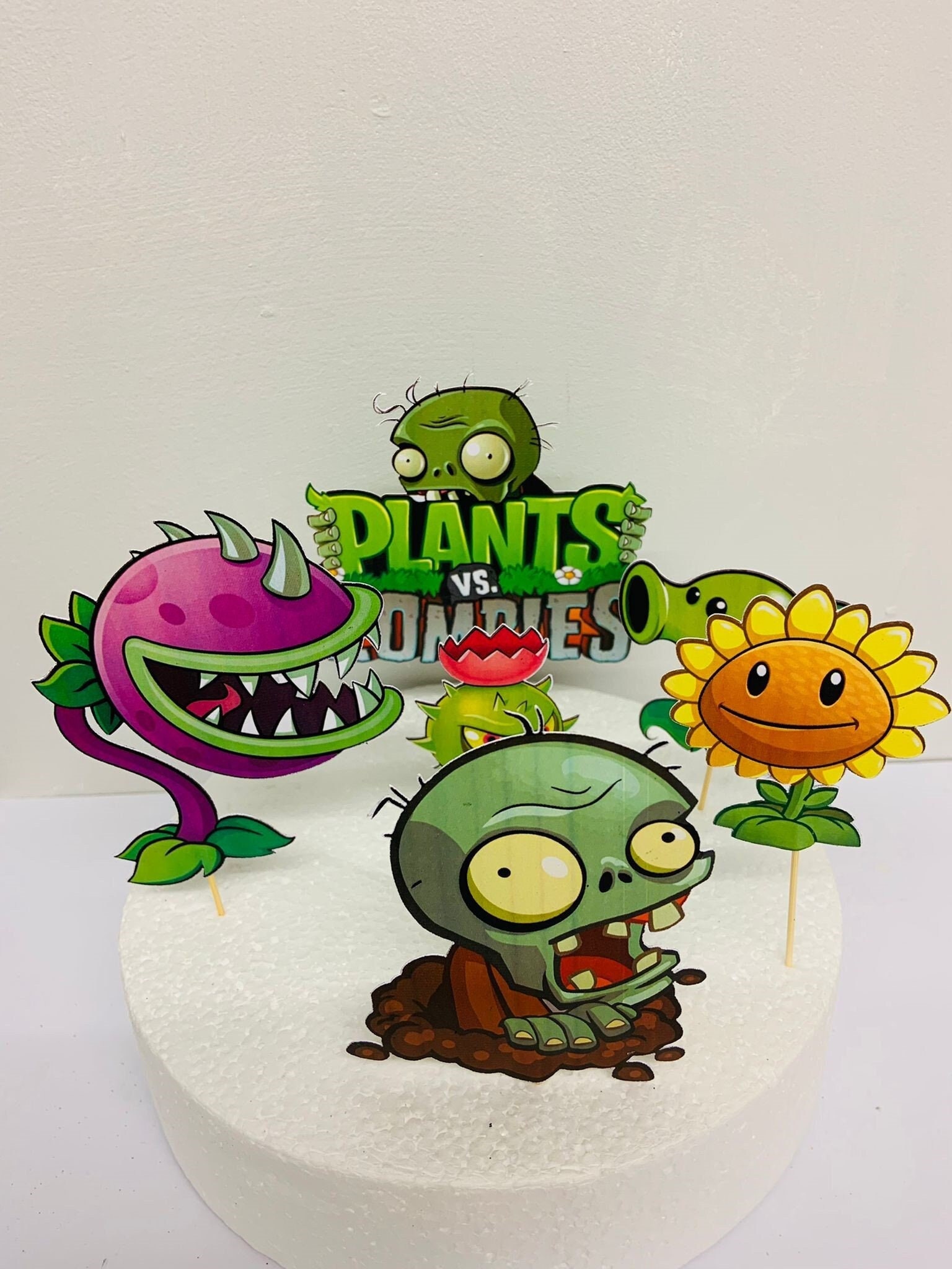 Topper de pastel Plants Vs Zombies en palos individuales - Etsy España