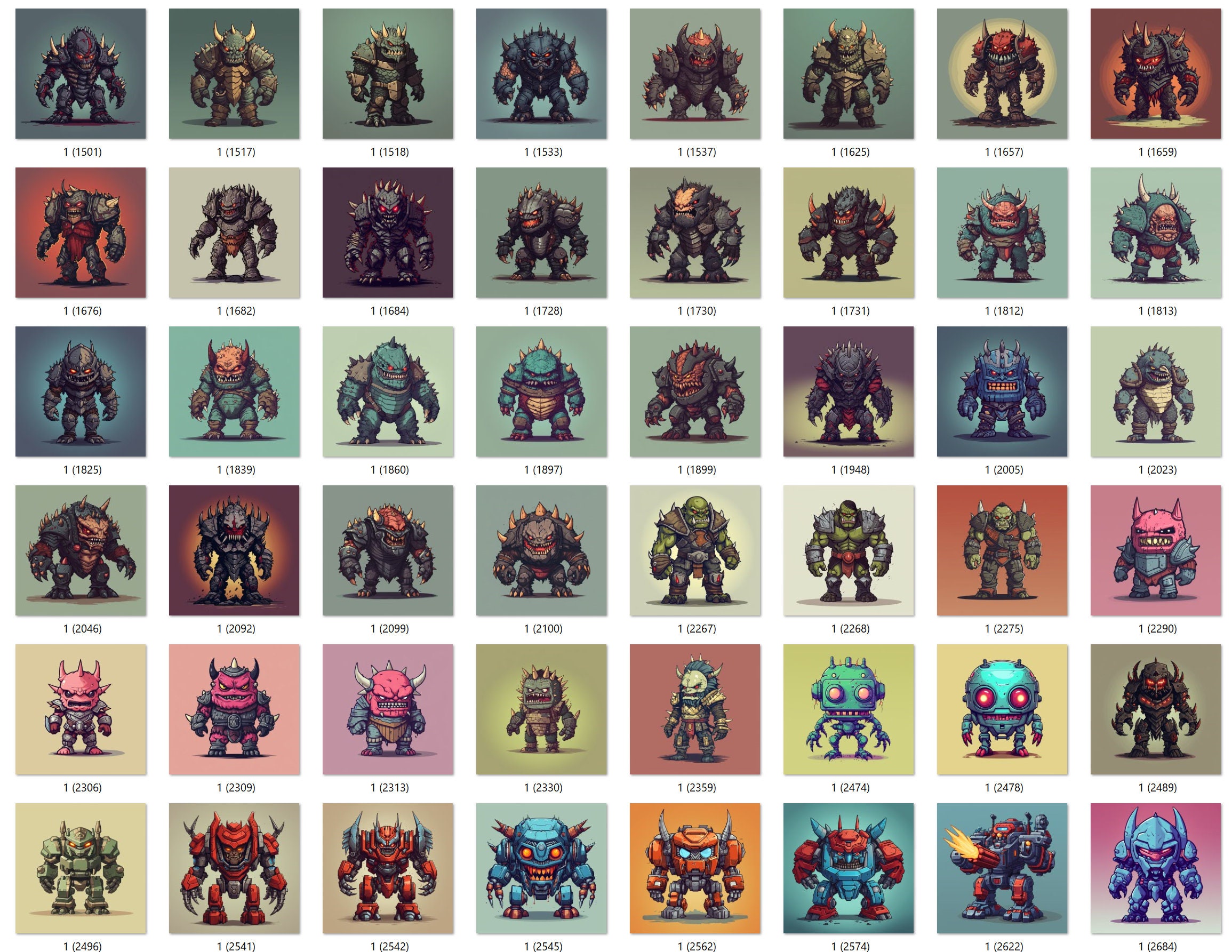 1000 Pcs. Monsters, Game Characters, Digital Art - Etsy