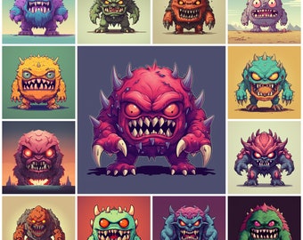 1000 Pcs. Monsters, Game Characters, Digital Art - Etsy