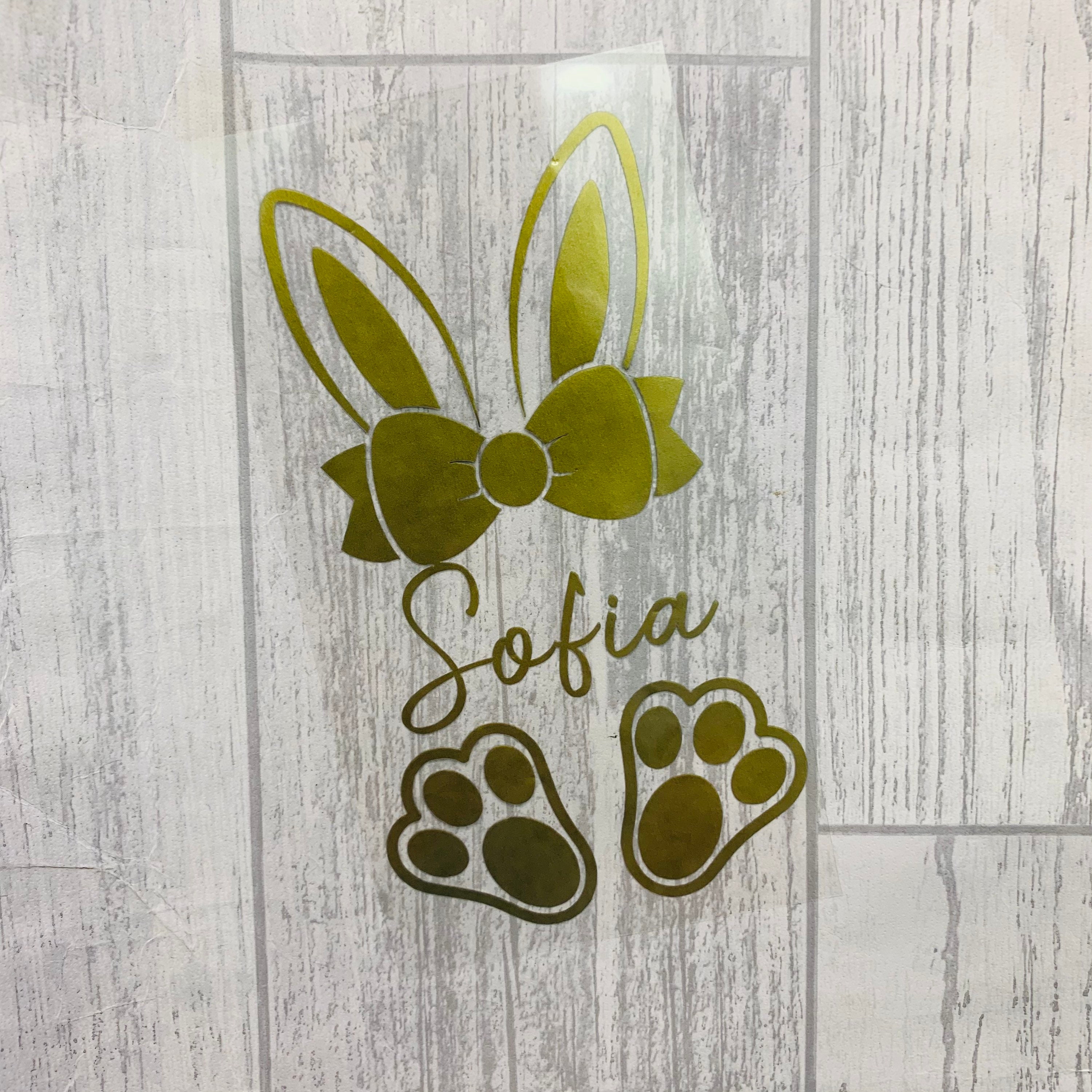 Cute Name Split Bow Bunny Rabbit Vinyl Decal Iron on Kids Pjs - Etsy UK