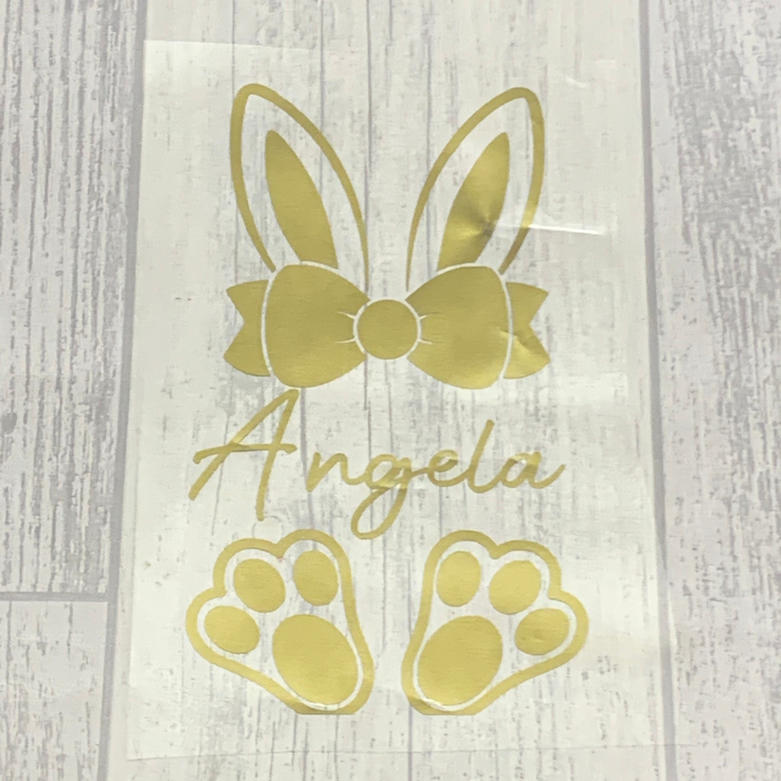 Cute Name Split Bow Bunny Rabbit Vinyl Decal Iron on Kids Pjs | Etsy UK