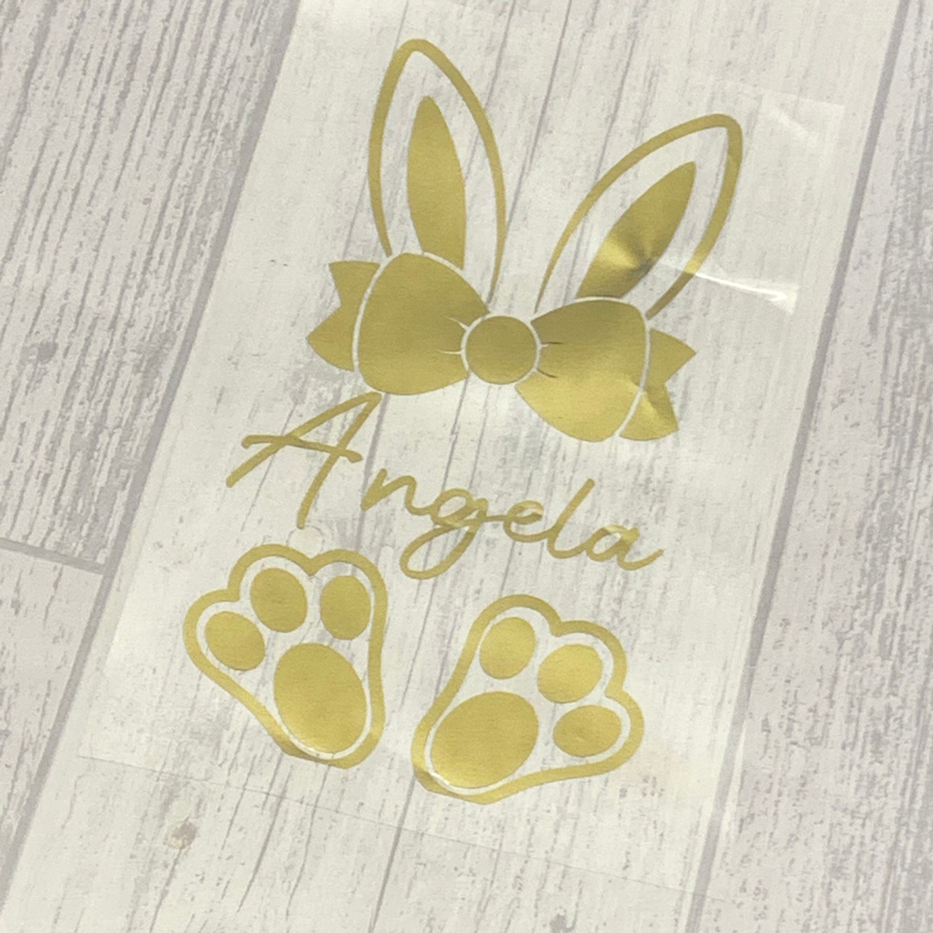 Cute Name Split Bow Bunny Rabbit Vinyl Decal Iron on Kids Pjs , Pyjamas ...