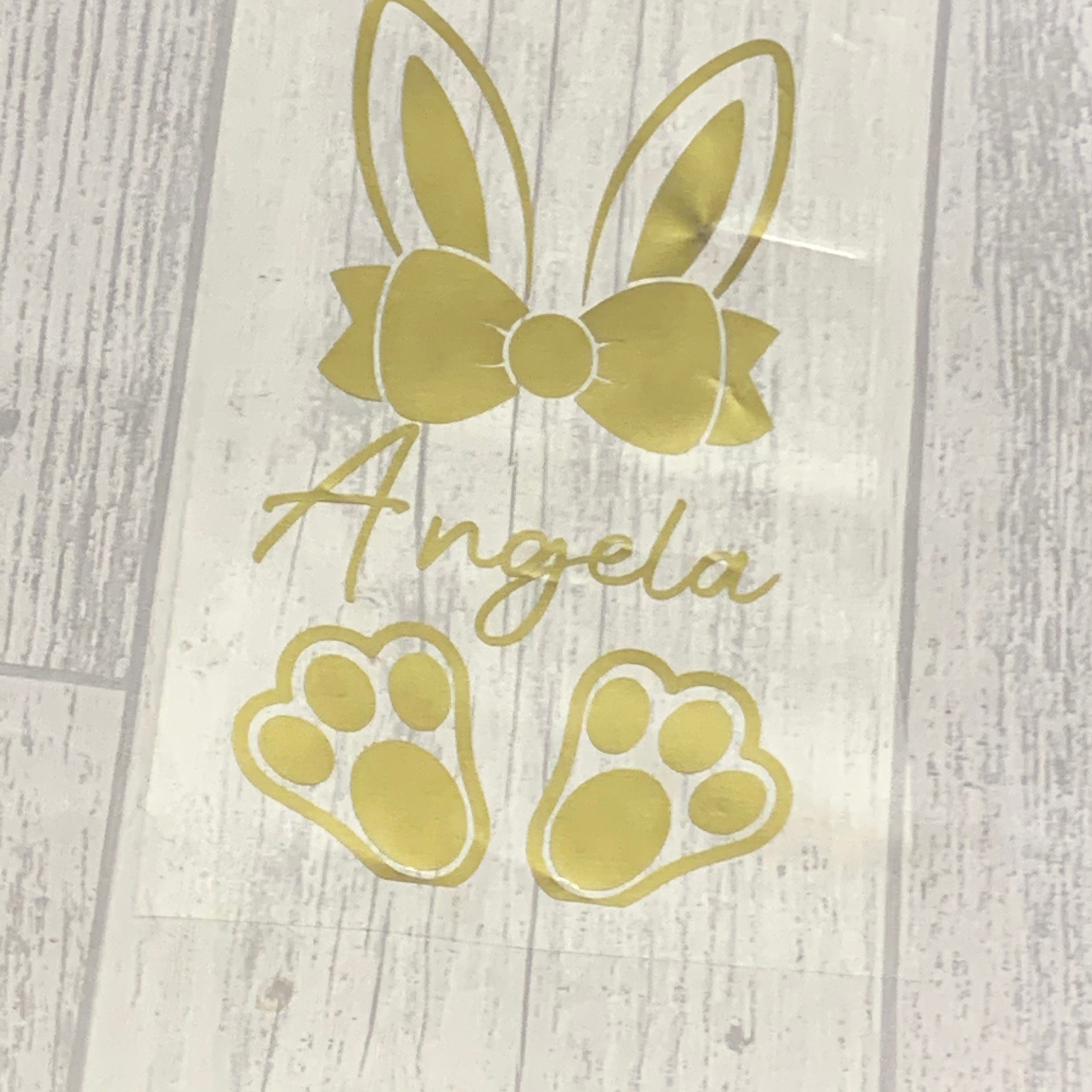 Cute Name Split Bow Bunny Rabbit Vinyl Decal Iron on Kids Pjs - Etsy UK