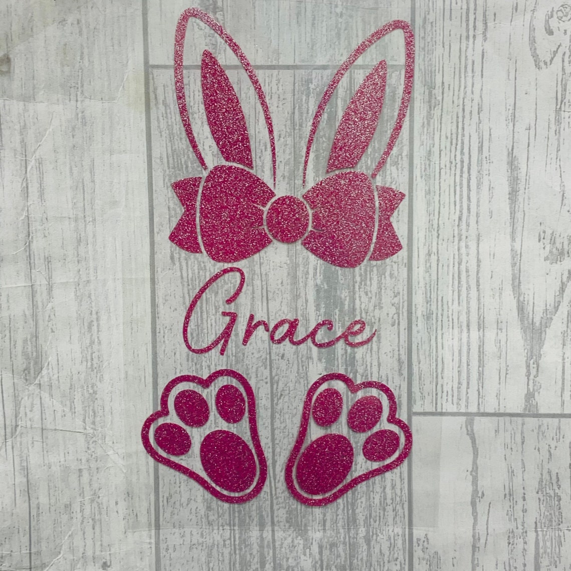 Cute Name Split Bow Bunny Rabbit Vinyl Decal Iron on Kids Pjs - Etsy UK