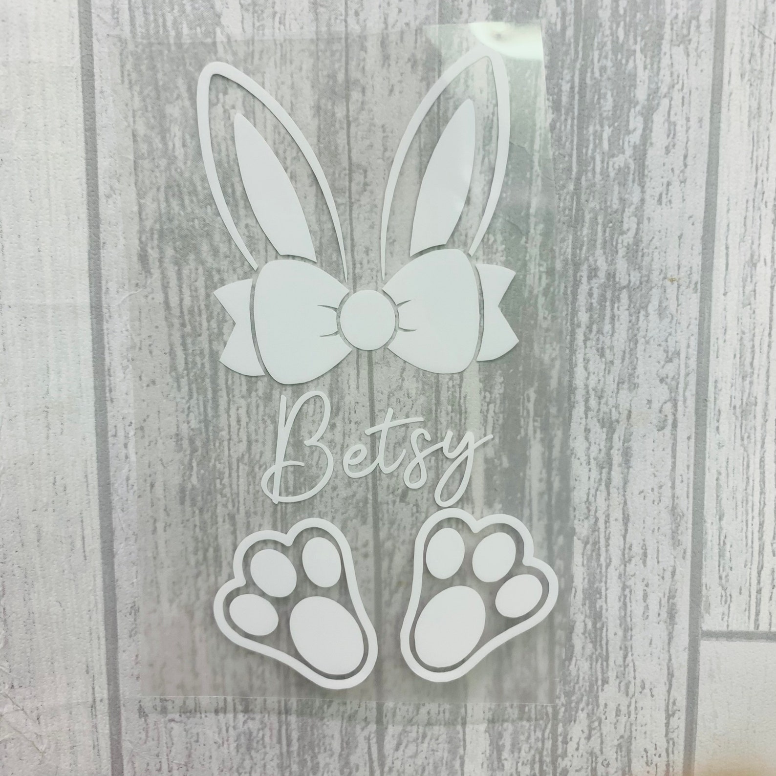 Cute Name Split Bow Bunny Rabbit Vinyl Decal Iron on Kids Pjs - Etsy UK