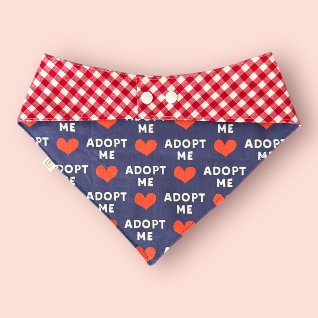Adopt Me Dog Bandana: Reversible Cotton Pet Scarf, Snap on or Slip-on ...
