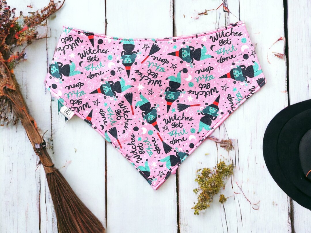 Witches Get Shit Done Dog Bandana Funny Bandana for Dogs Reversible Pet ...