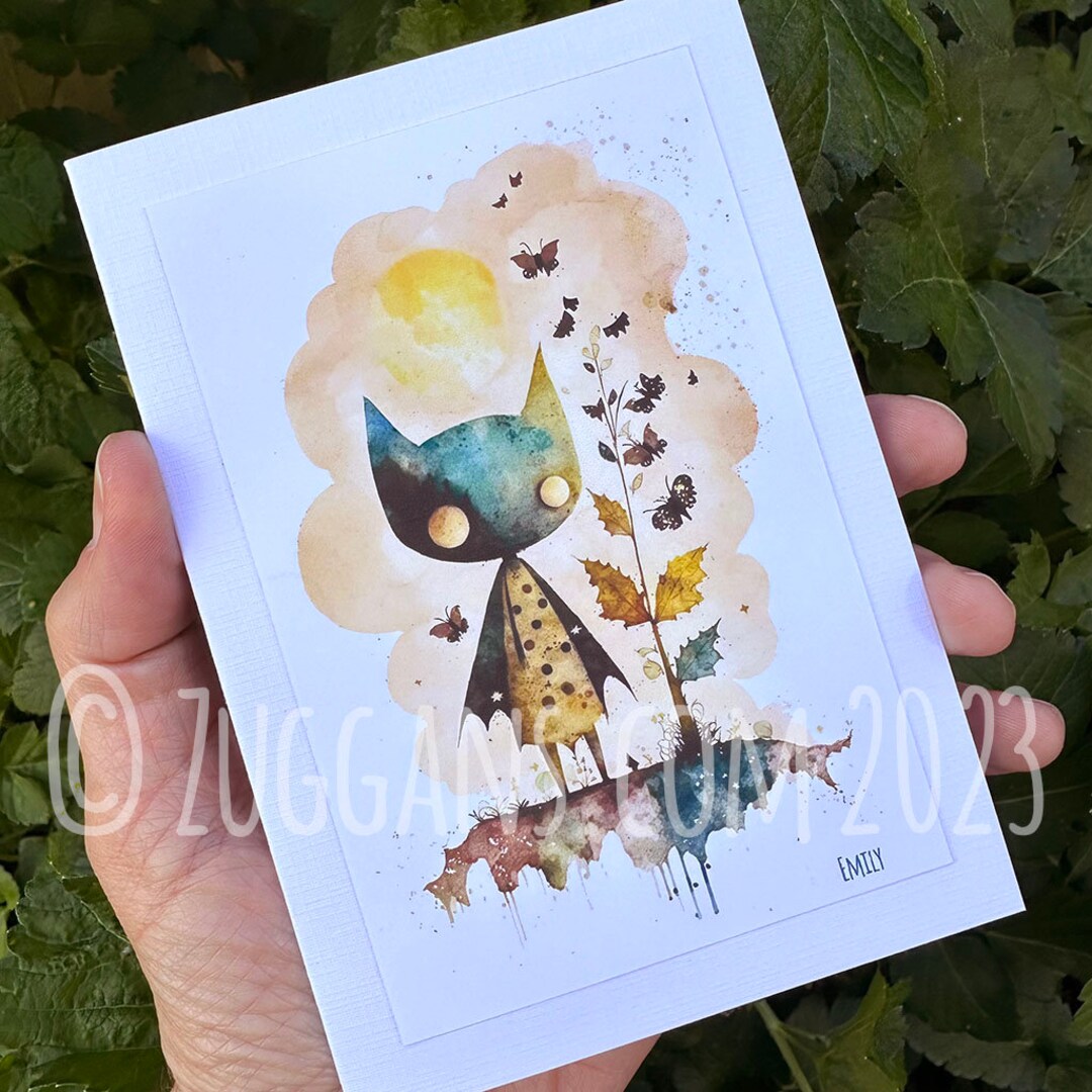 Witchy Greeting Card - Emily Black - Blank - Bat Boy - Etsy