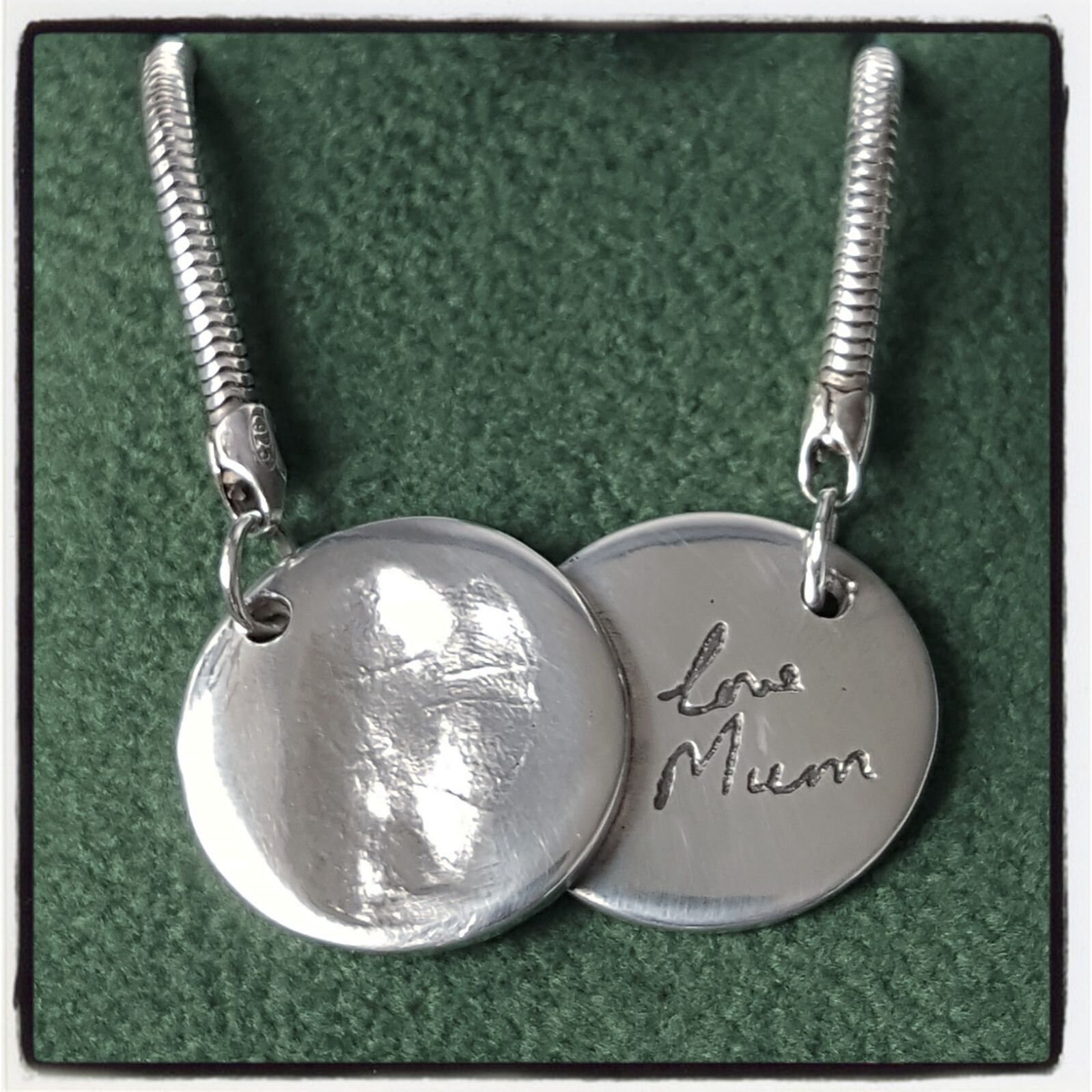 Double Coin Fingerprint & Signature Memorial Necklace - Etsy