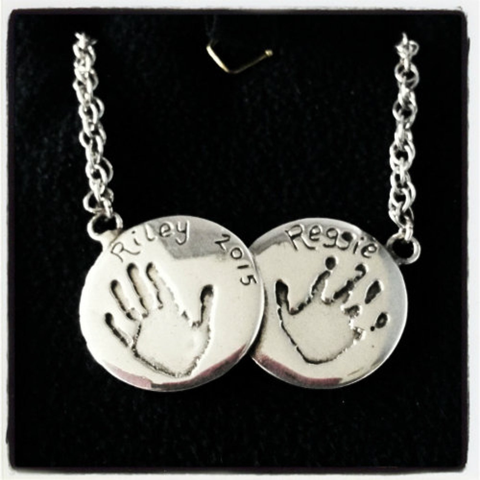 Double Coin Fingerprint & Signature Memorial Necklace - Etsy