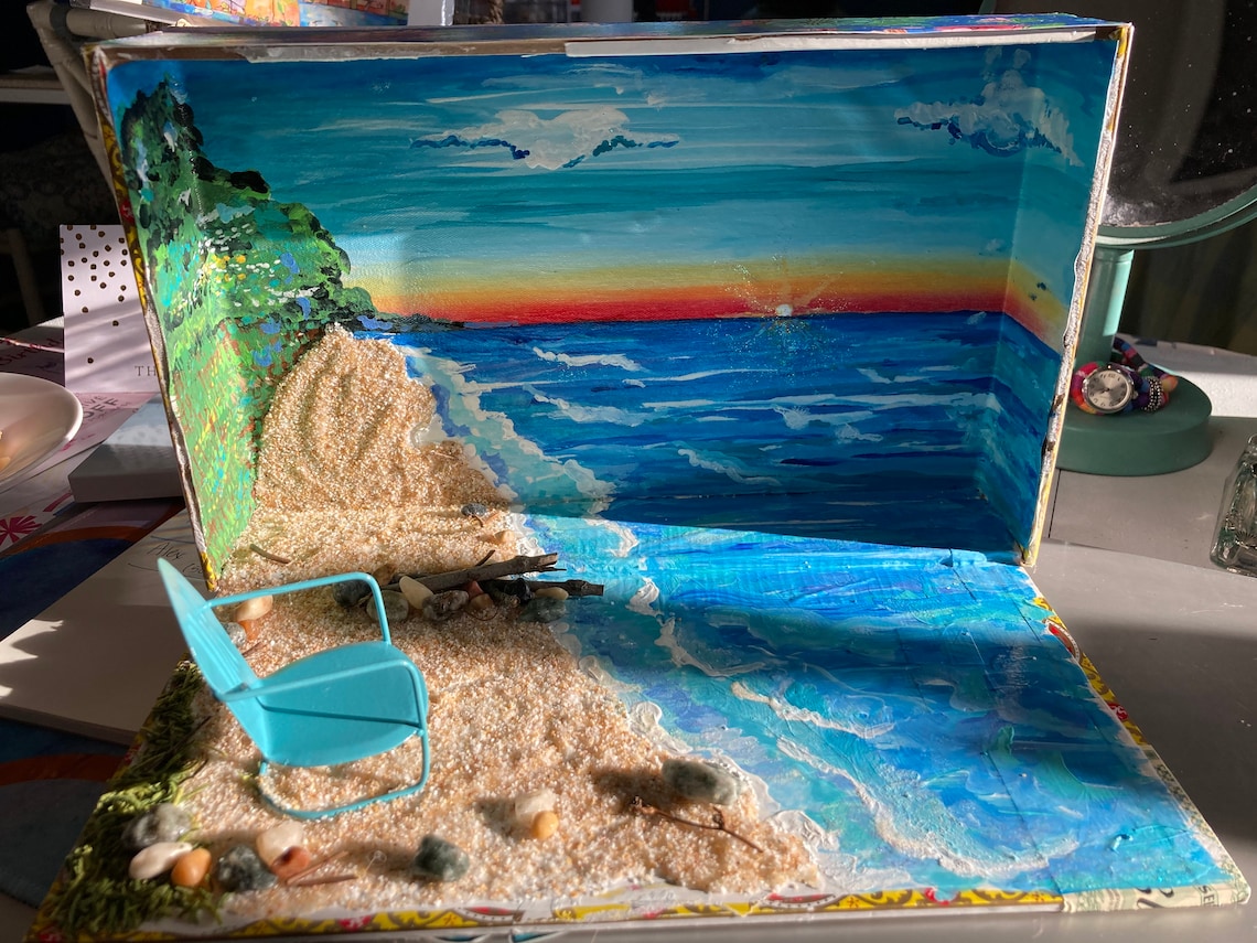 Beach Diorama FOR CUSTOM ORDER, Handmade, Handpainted Beach House Scene ...