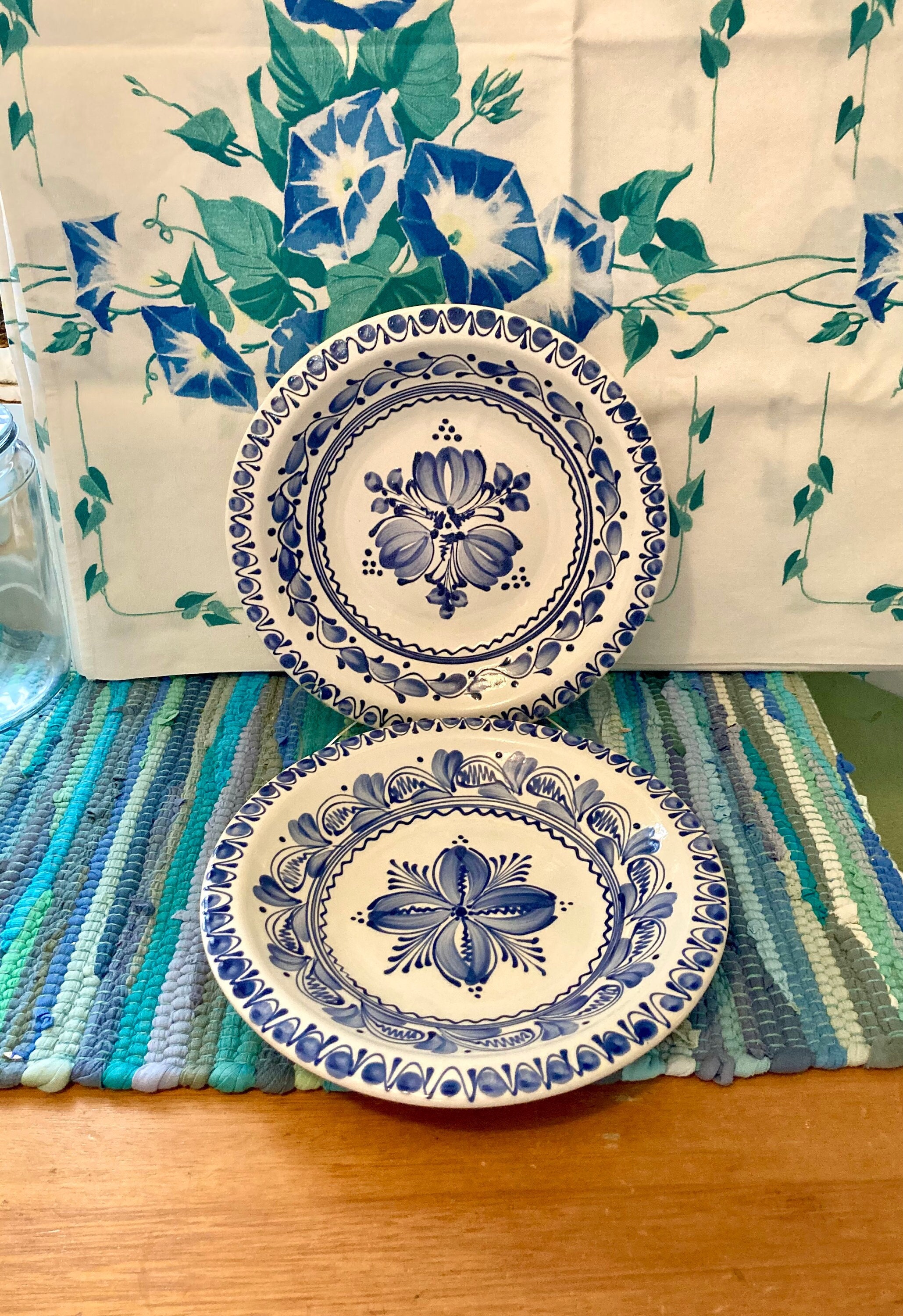 2 Blue & White Ceramic Redware Signed Decorative Plates for Hanging ...