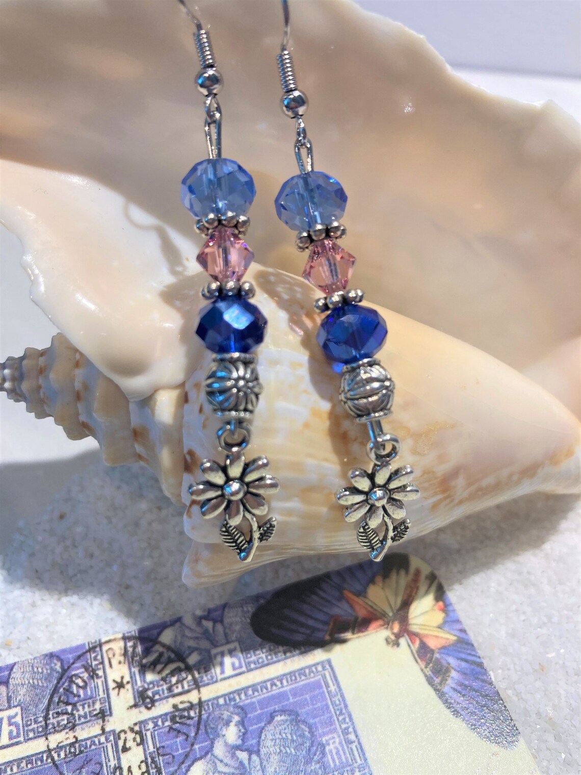 Lovely Daisy Flower Dangles Silver Plated Flower Charms - Etsy