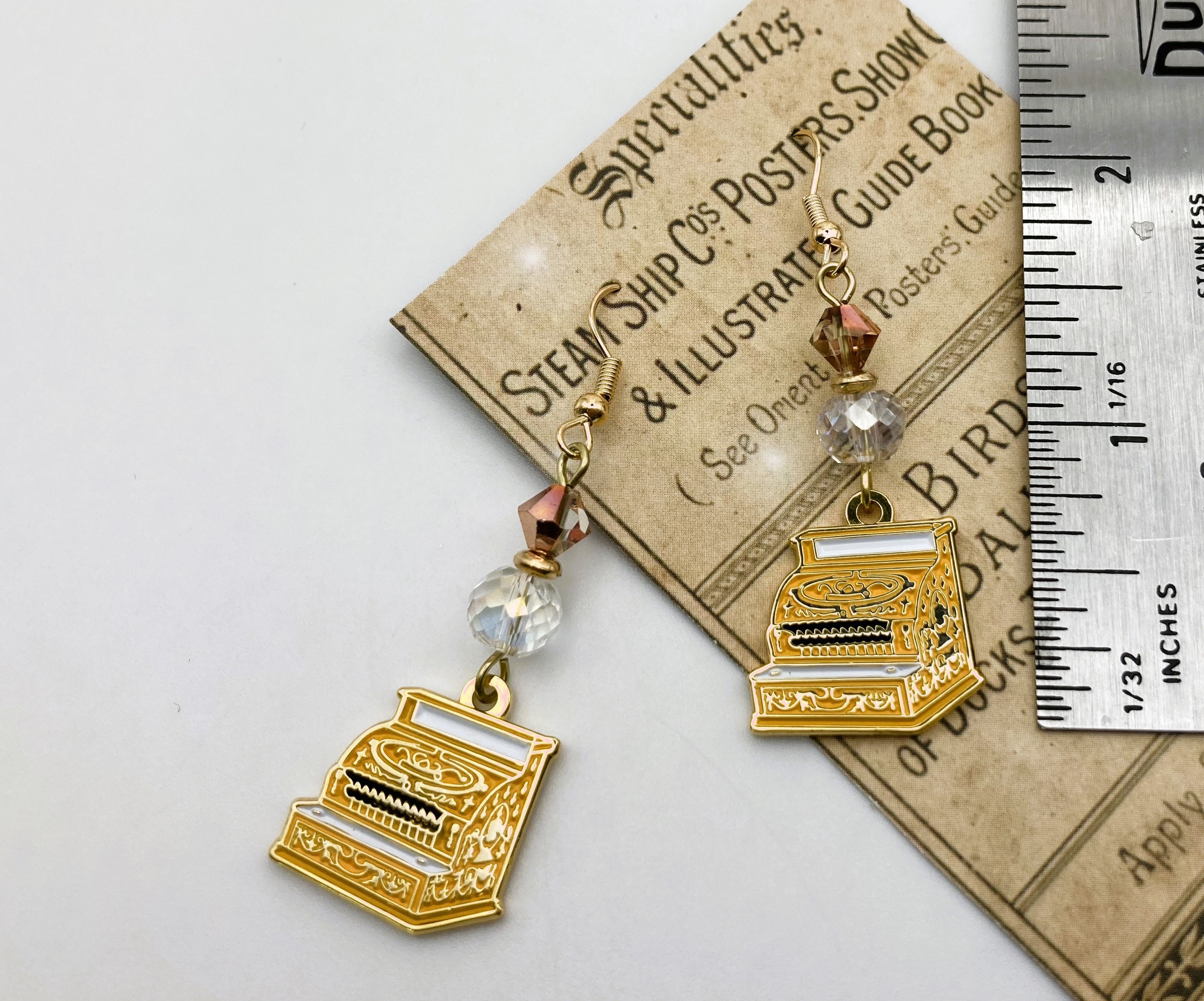 NCR Cash Register Earrings Detailed Gold Tone Cash Register - Etsy