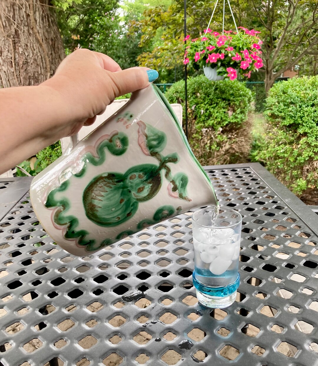 M.A. Hadley 64oz Pitcher Rare, PEAR & GRAPES Nicely Painted 8" Tall ...