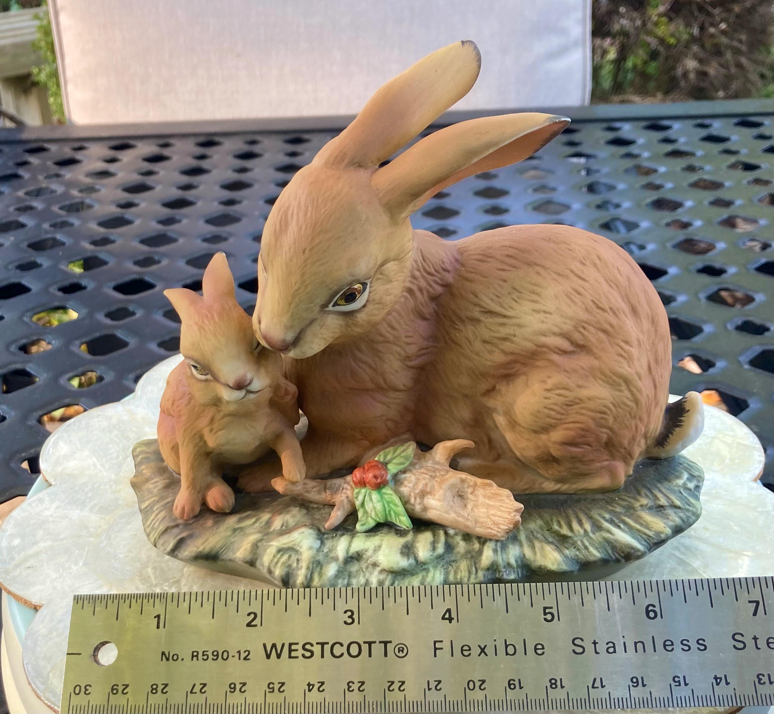 Mother & Baby Rabbits HOMCO "masterpiece Porcelain" Figurine Vintage ...