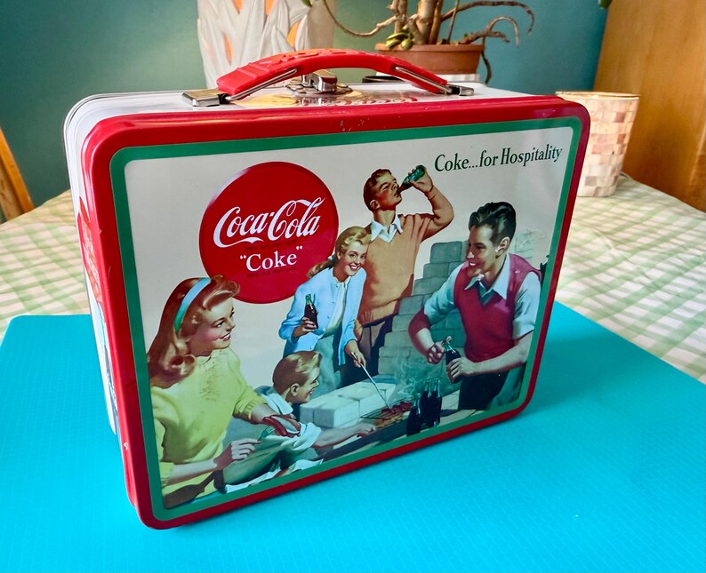 Coca-cola Metal Lunch Box Tin Retro 1950's Style ~ 'coke...for ...
