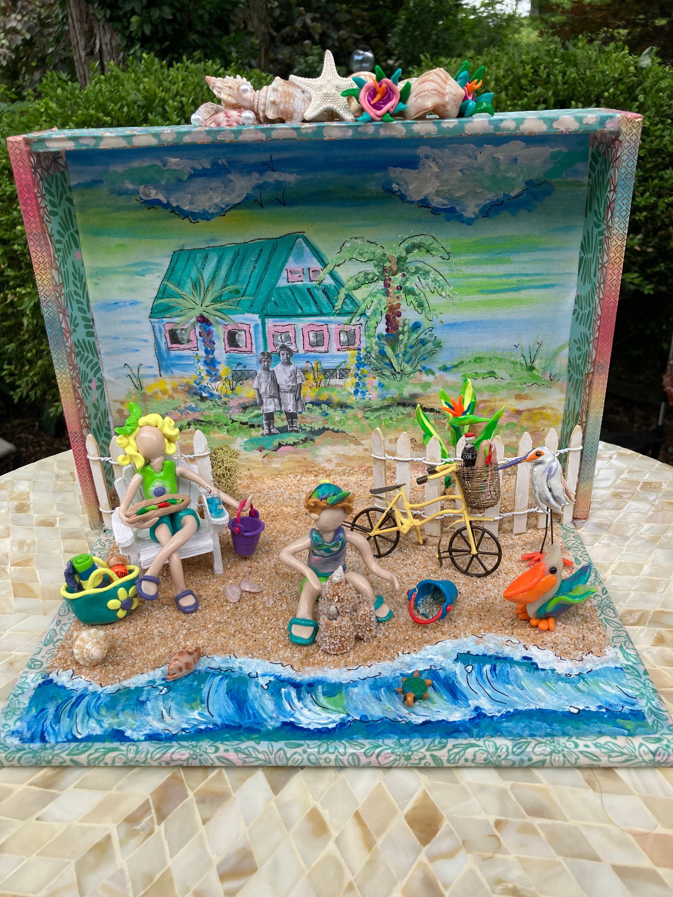 Handmade Sanibel Beach Display, beach House Ii, Diorama, Polymer Clay ...
