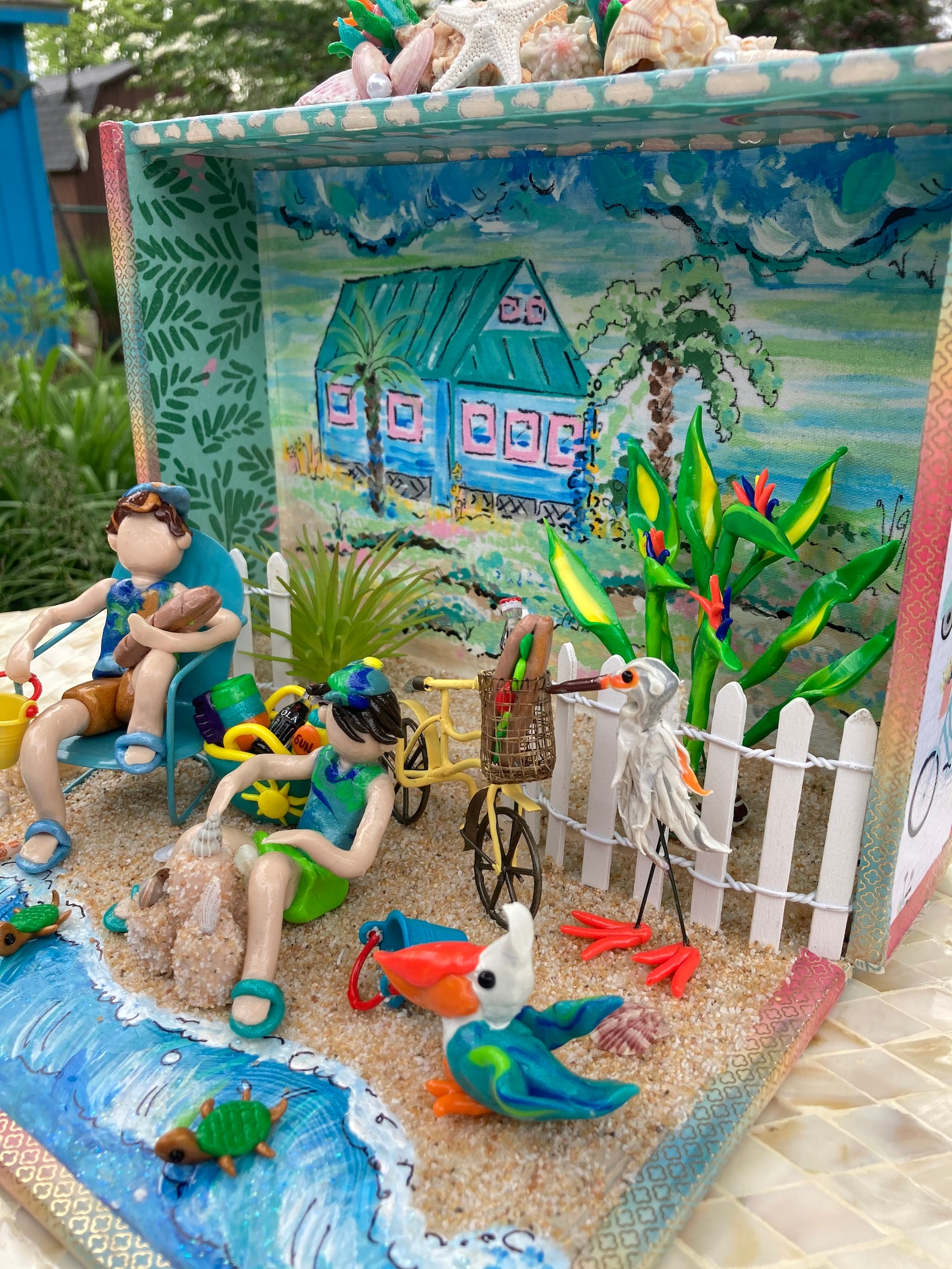 Custom Beach Diorama: Hand-painted Beach House Scene With Polymer Clay ...