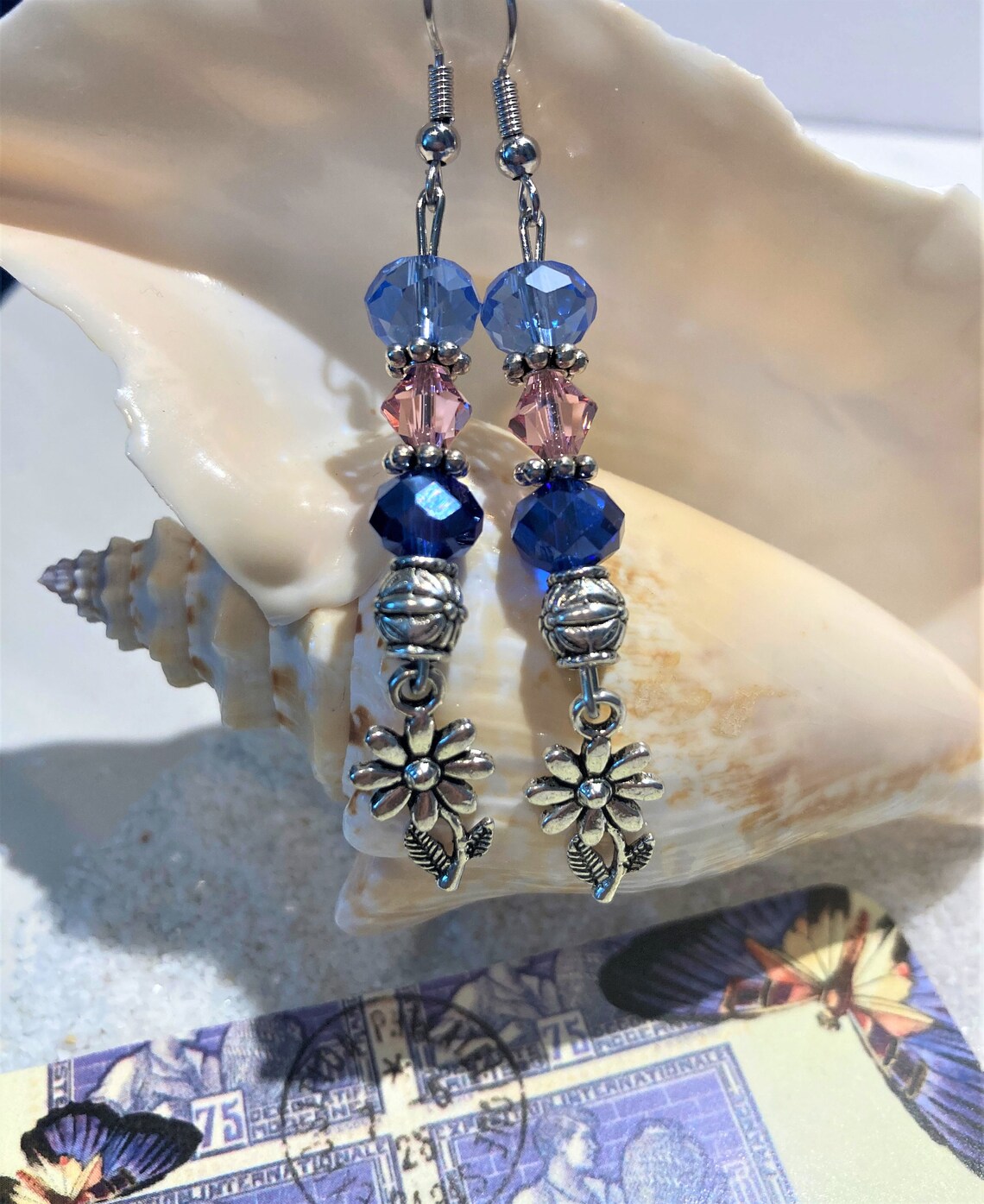 Lovely Daisy Flower Dangles Silver Plated Flower Charms - Etsy