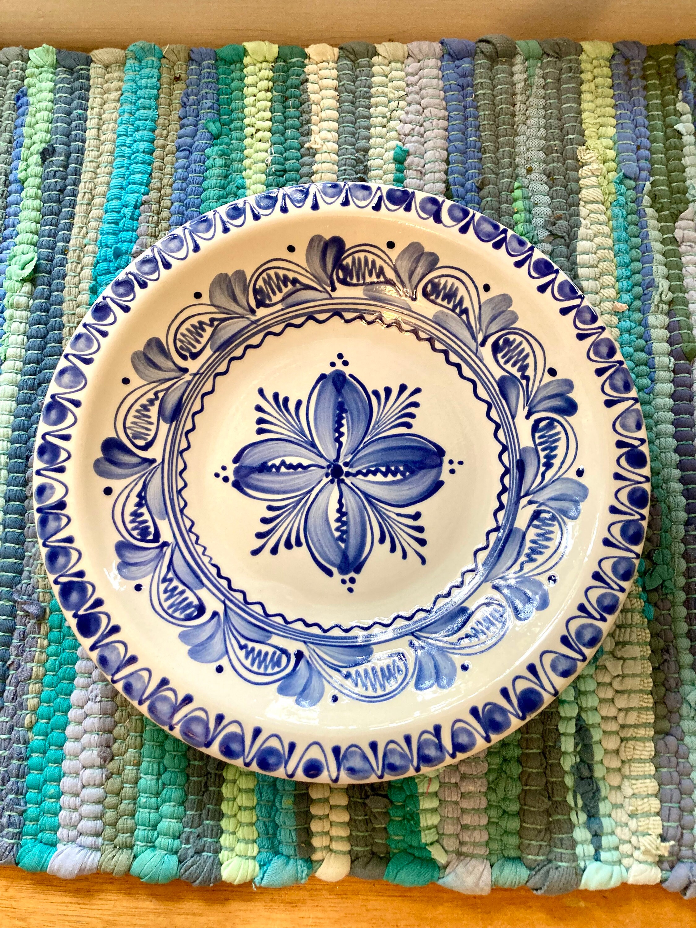 2 Blue & White Ceramic Redware Signed Decorative Plates for Hanging ...