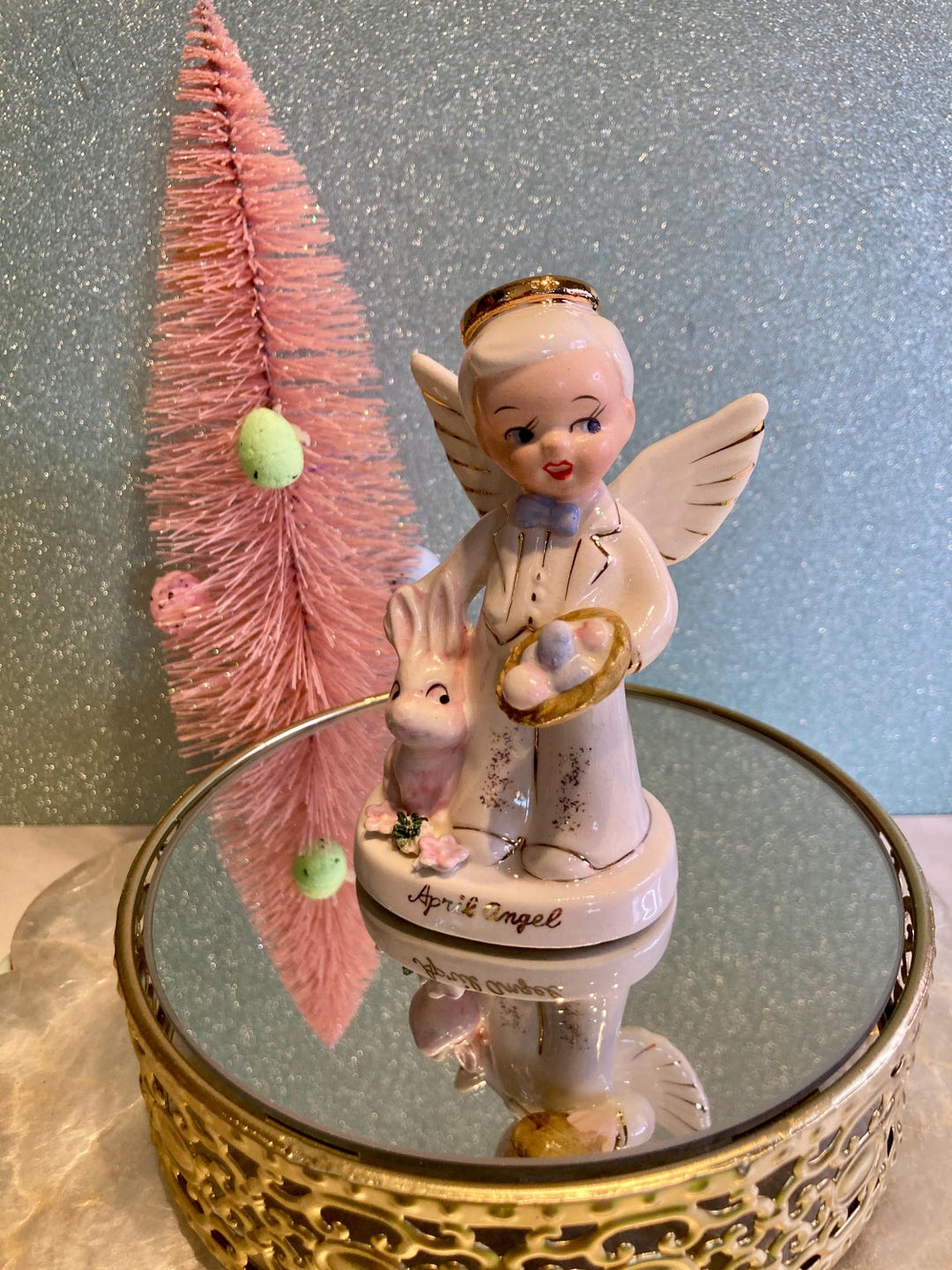 Vintage 1956 Napco Boy april Angel Easter Decor A-1920 Bunny, Eggs ...