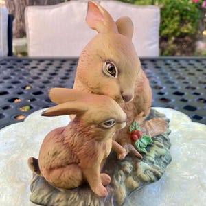 Mother & Baby Rabbits HOMCO "masterpiece Porcelain" Figurine Vintage ...