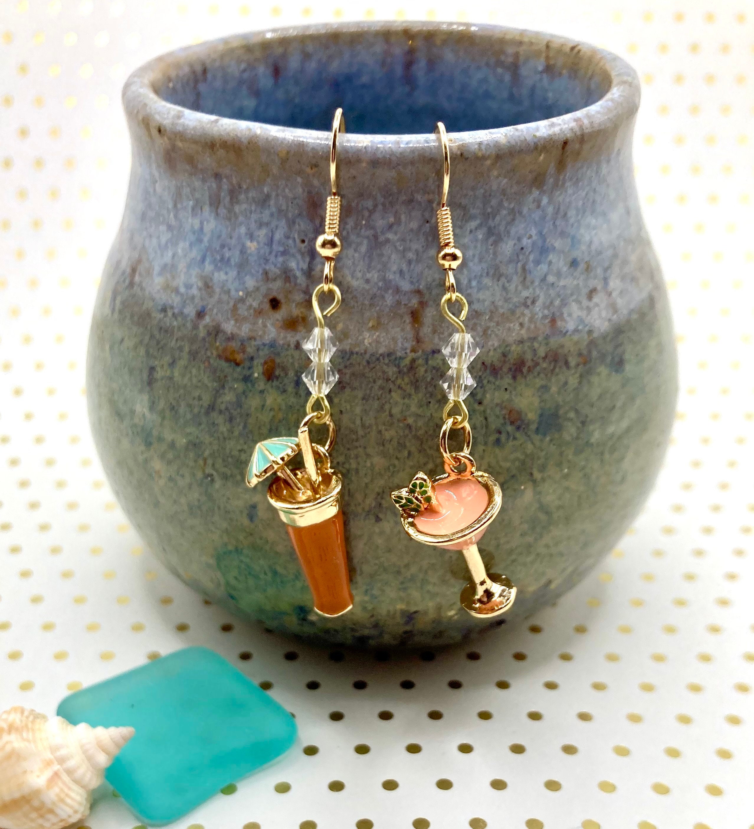 Cool toast to You Dangle Earrings Fun Pretty Metal With Enamel Party ...