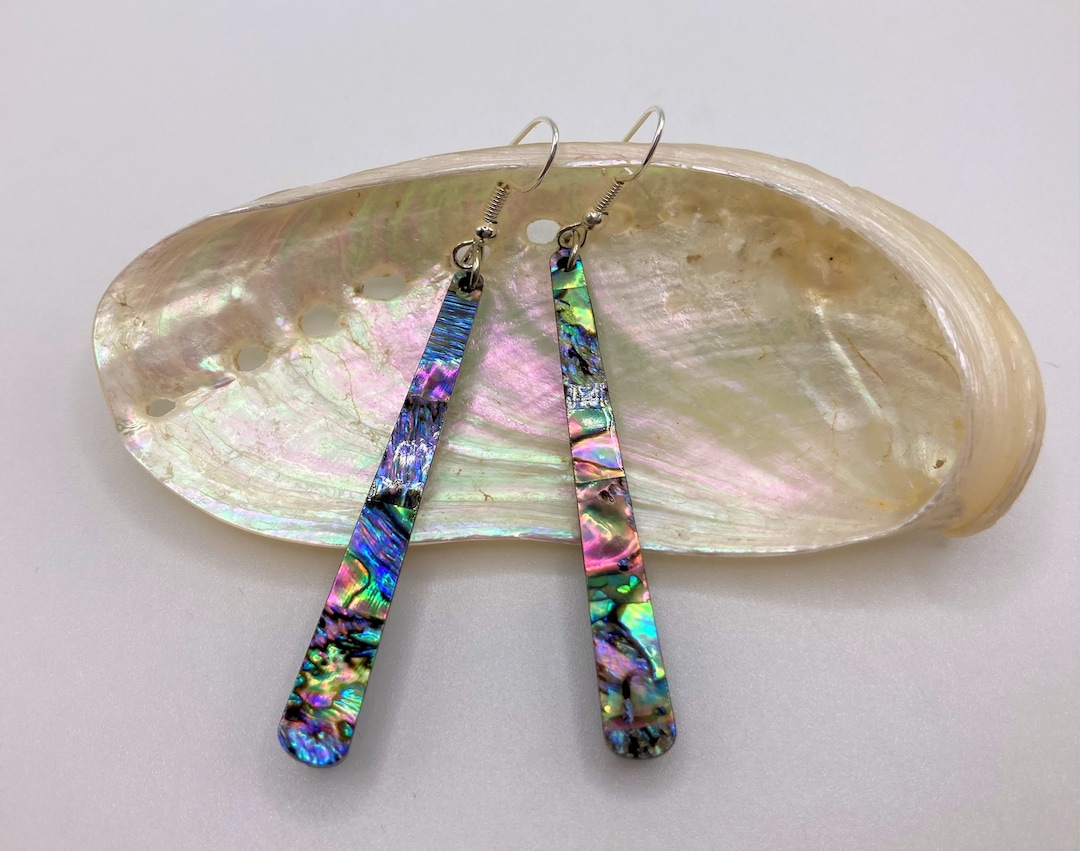 Pretty Modern "abalone Style Dangles" ~ Long Tapered Abalone Earrings ...