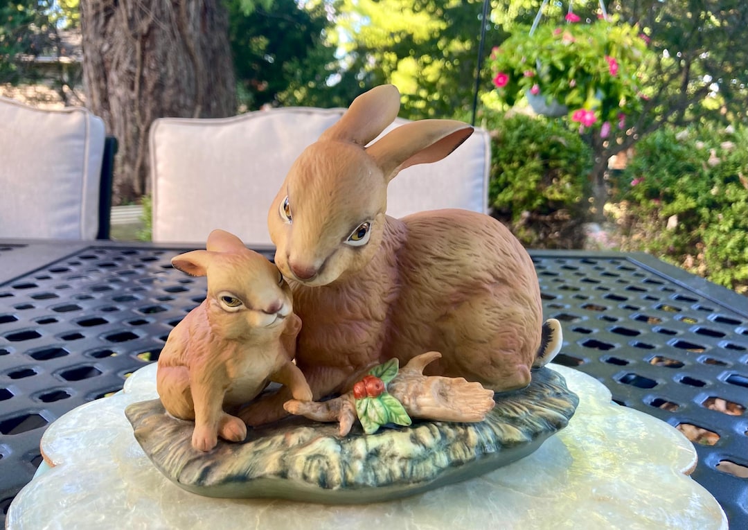 Mother & Baby Rabbits HOMCO "masterpiece Porcelain" Figurine Vintage ...