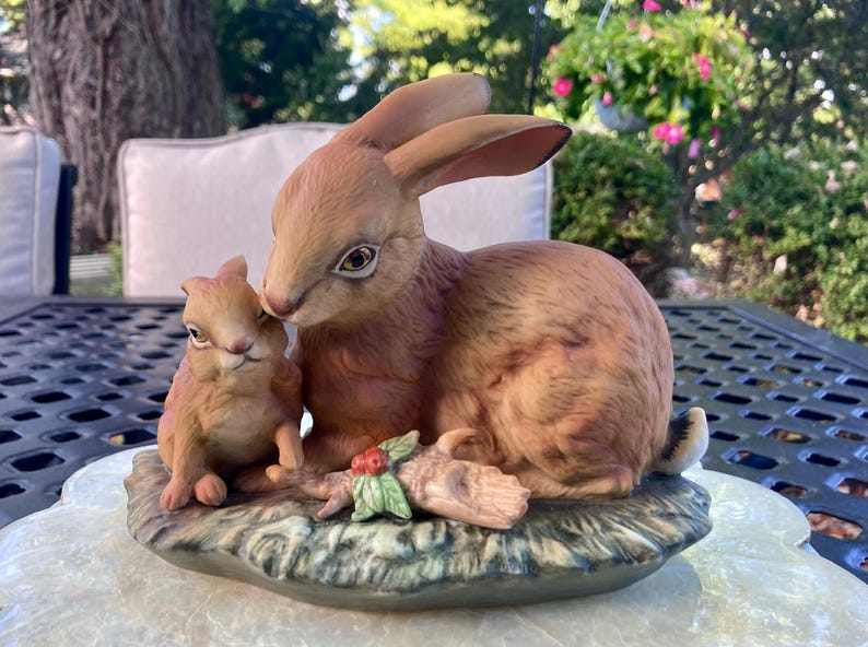 Mother & Baby Rabbits HOMCO "masterpiece Porcelain" Figurine Vintage ...