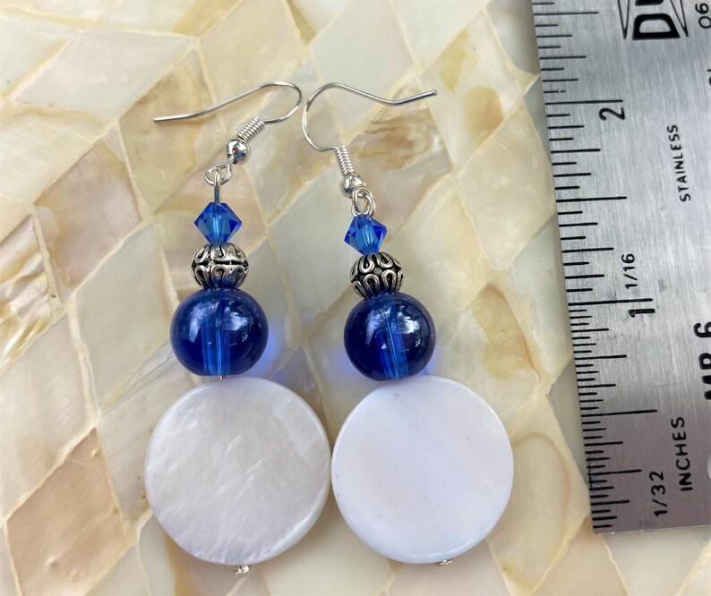 Stunning Sapphire & Shell White Shell Coin Sapphire Blue - Etsy