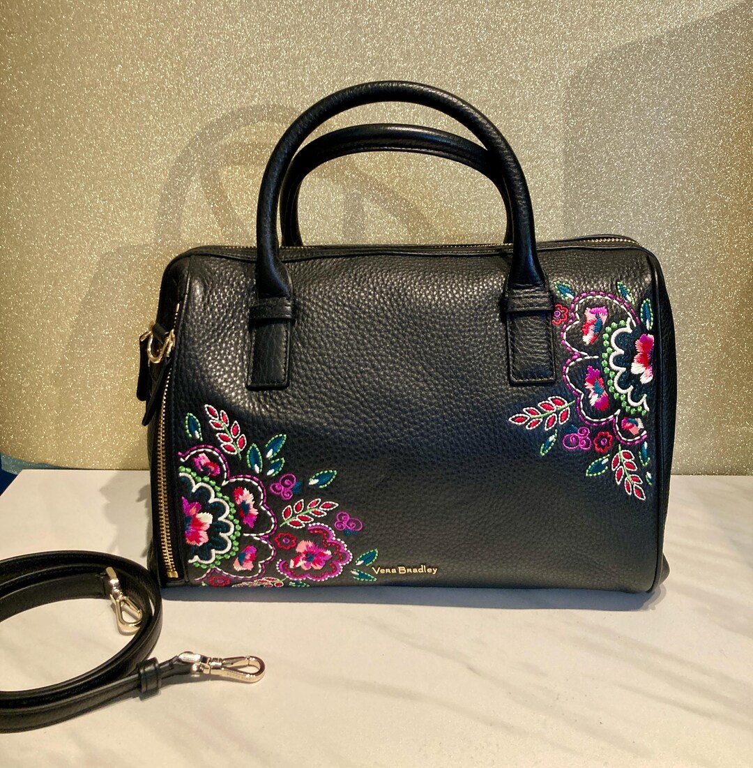 Fabulous Vera Bradley Vibrant Floral Embroidered Pebbled Leather ...